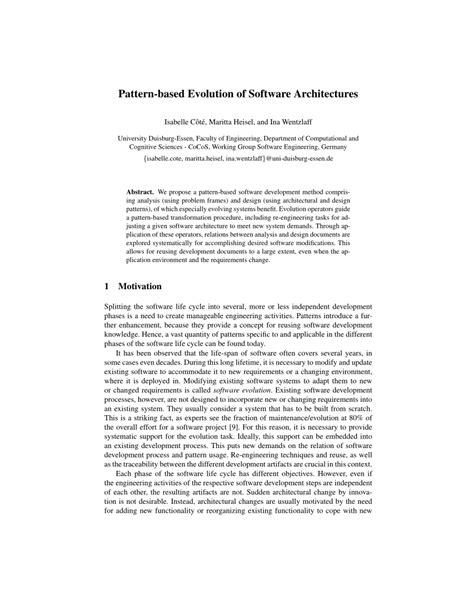 pdf pattern based evolution of software architectures