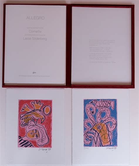 Corneille Corneille Portfolio Met 4 Zeefdrukken Gedicht Van Lasse