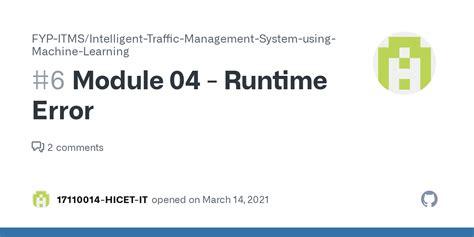 Module Runtime Error Issue FYP ITMS Intelligent Traffic Management System Using
