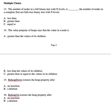 Solved Multiple Choice 13·the Number Of Nodes In A Full