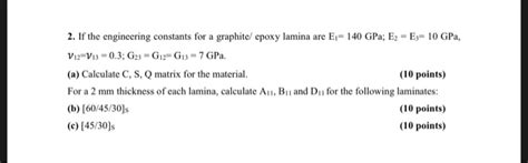 2 if the engineering constants for a graphite epoxy