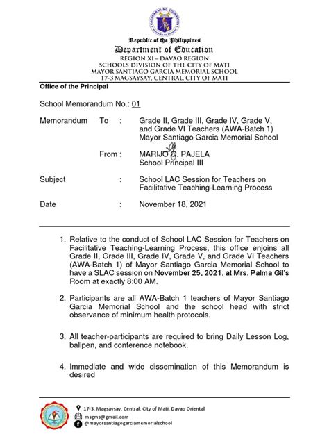 Annex A Memorandum Pdf