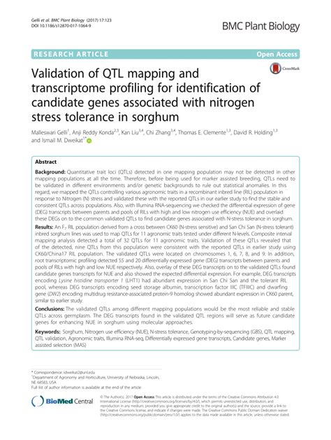 Pdf Validation Of Qtl Mapping And Transcriptome Profiling For
