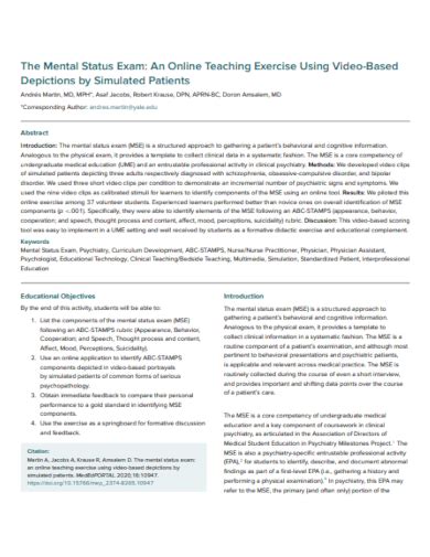 Free 50 Mental Status Exam Samples In Pdf