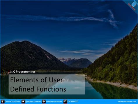 User Defined Functions And Elements Of User Defined Functions