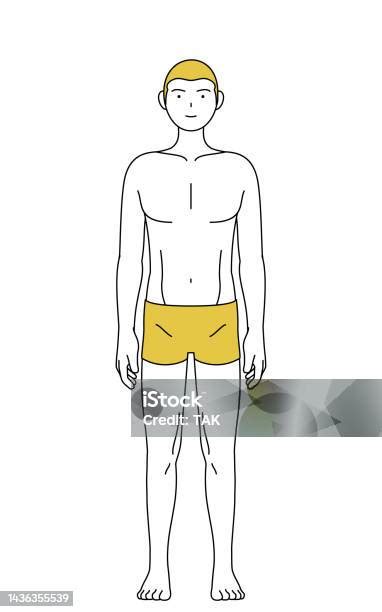 머리카락을 떼어낸 남자의 선 그리기 앞으로 서있는 포즈 라인아트에 대한 스톡 벡터 아트 및 기타 이미지 라인아트 사람들 서 있기 Istock