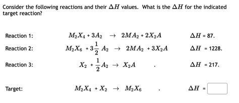 solved consider the following reactions and their ah values