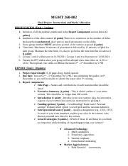 Final Project Instructions And Marks Allocation Docx MGMT 260 002 Final Project Instructions