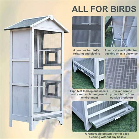 Outdoor Aviary Wooden Bird Cage Large Parrot Play House With Perch