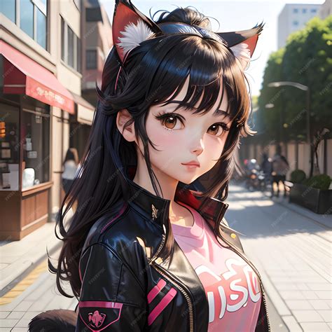 Premium Ai Image Anime Girl Illustration With Cat Ears