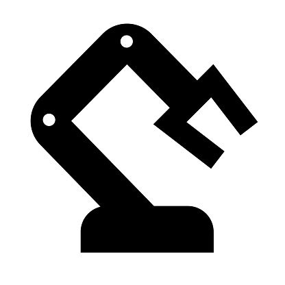 Robot Arm Industrial Machinery Silhouette Icon Manufacturing Automation