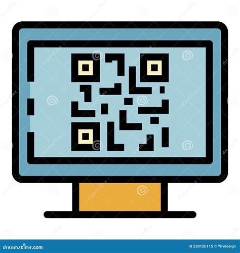 Qr Code On The Monitor Icon Color Outline Vector Stock Vector Illustration Of Produce Thin