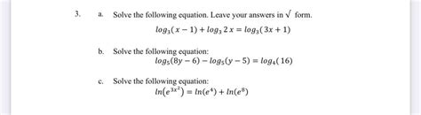 solved 3 a solve the following equation leave your