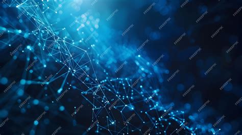 Premium Photo Futuristic Interconnected Data Flow In Moody Blue Technological Background