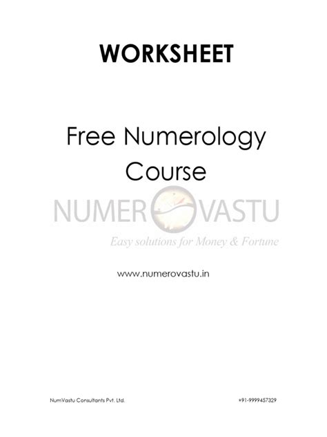 Free Numerology Course Worksheet Pdf Religious Faiths