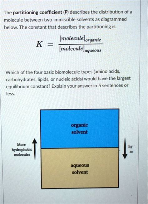 The Partitioning Coefficient P Describes The Distribution Of A Molecule