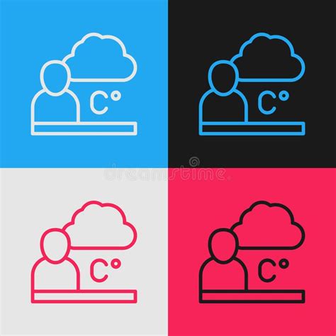 Pop Art Line Weather Forecast Icon Isolated On Color Background Vector Stock Vector