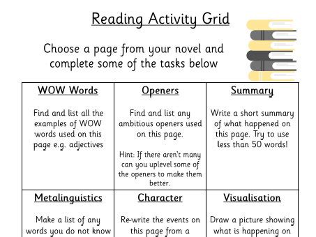 Reading Activity Grid Teaching Resources