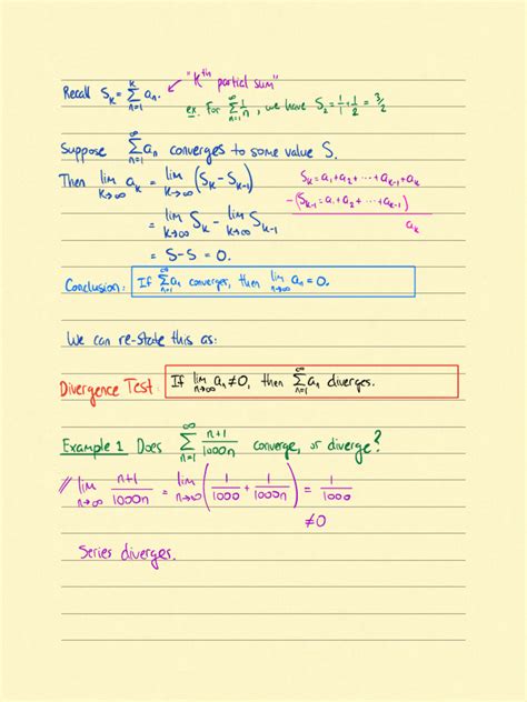 Divergence Test Integral Test Remainders Pdf Mathematical