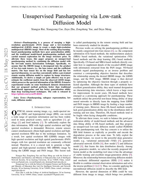 Pdf Unsupervised Pansharpening Via Low Rank Diffusion Model
