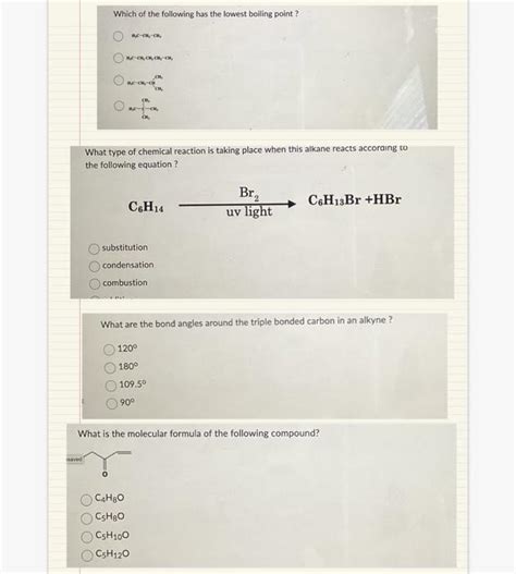 Solved Which Of The Following Has The Lowest Boiling Point