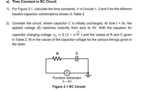 Solved A Time Constant In RC Circuit For Figure Chegg