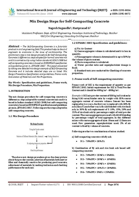 Pdf Mix Design Steps For Self Compacting Concrete