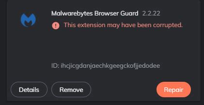 Malwarebyte Browser Guard This Extension May Have Been Corrupted Chrome Malwarebytes Forums