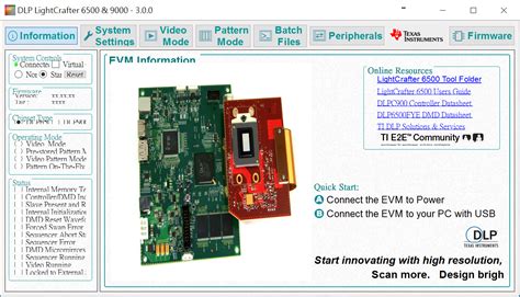 Dlplcr6500evm Unable To Switch To Pattern Mode Error Invalid