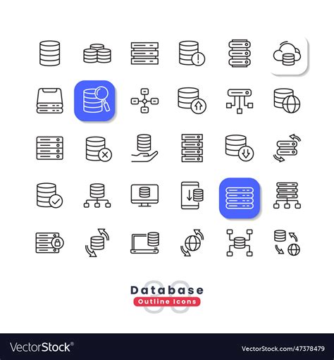 Database Outline Icons Royalty Free Vector Image