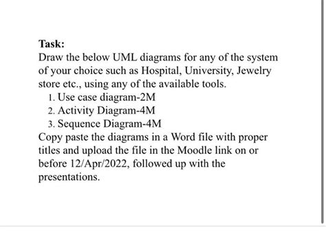 Solved Task Draw The Below UML Diagrams For Any Of The Chegg