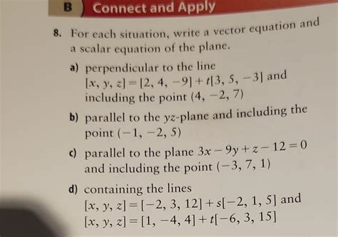 Solved For Each Situation Write A Vector Equation And A Chegg Com
