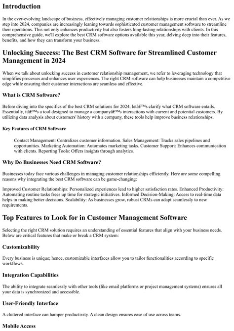 Ppt Unlocking Success The Best Crm Software For Streamlined Customer Management In Powerpoint