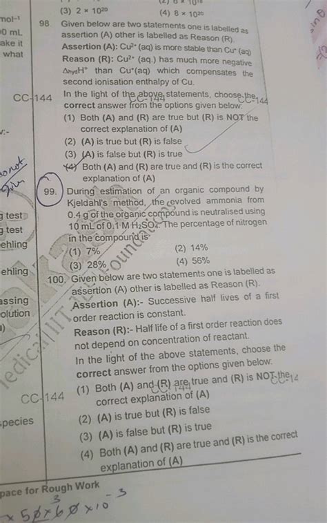 Given Below Are Two Statements One Is Labelled As Assertion A Other Is