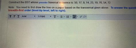solved construct the bst whose preorder traversal sequence