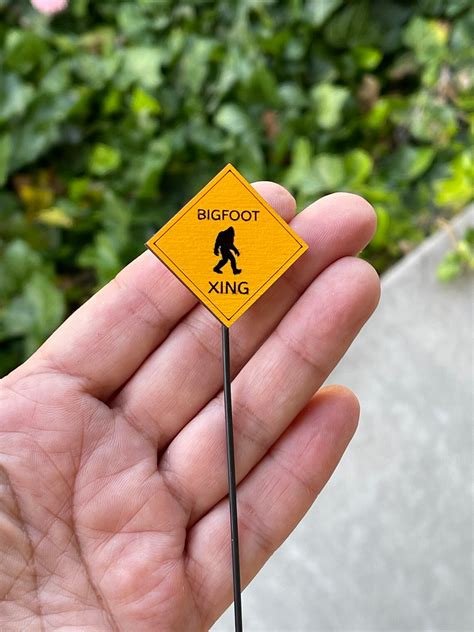 Miniature Bigfoot Sign Bigfoot Xing Sign Fairy Garden Accessory