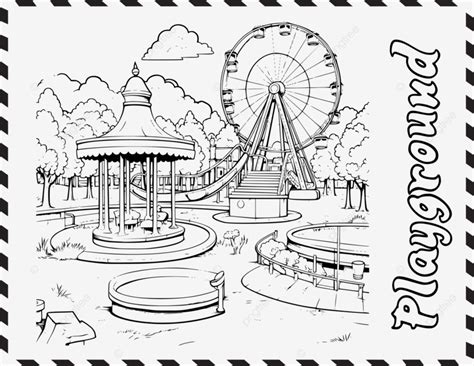 놀이터 색칠 페이지 해변 장면을 보여주는 어린이