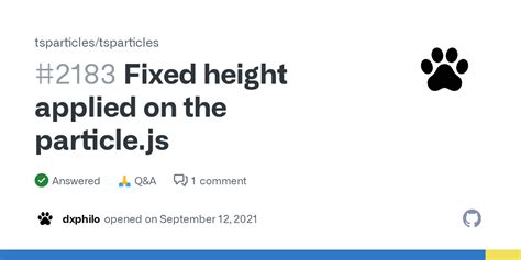 Fixed Height Applied On The Particle Js · Tsparticles Tsparticles · Discussion 2183 · Github