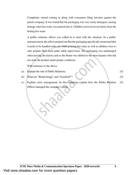 Mass Media And Communication 2019 2020 English Medium Icse Class 10 Set 1 Specimen Question