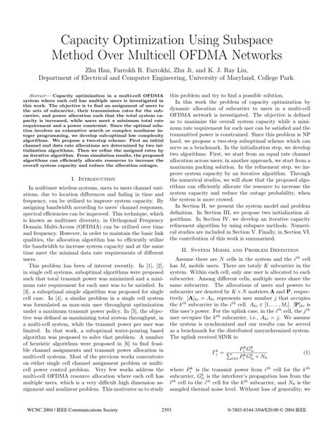 pdf capacity optimization using subspace method over multicell ofdma