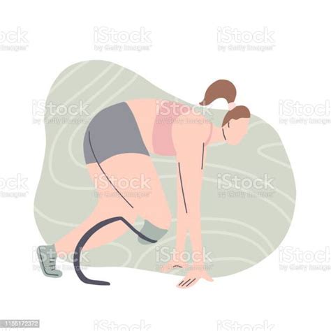 의족을 가진 소녀 러너의 플랫 일러스트 마라톤 주자 시작 스타일화 강한 운동 여자 모두를위한 스포츠 벡터 아트 달리기에 대한 스톡 벡터 아트 및 기타 이미지 Istock