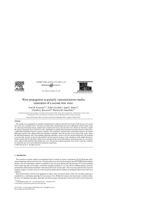 Pdf Wave Propagation In Partially Saturated Porous Media Simulation Of A Second Slow Wave