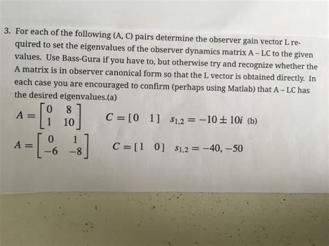 solved for each of the following a c pairs determine the