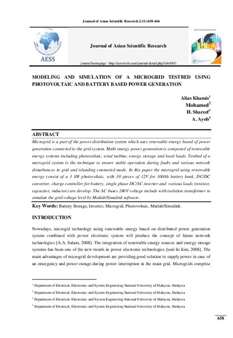 Pdf Modeling And Simulation Of A Microgrid Testbed Using Photovoltaic