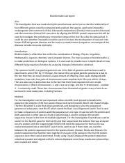 Bioinformatics Lab Report Docx Bioinformatics Lab Report Aim The Investigation That Was Made