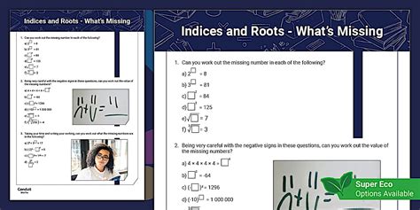 indices and roots what s missing teacher made twinkl
