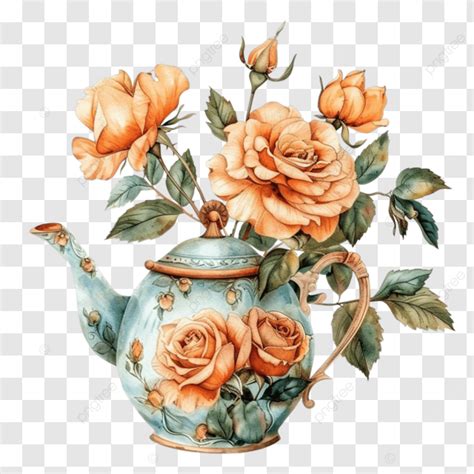 복숭아 꽃과 햇빛 우아한 차 주전자 디자인 수집용 아이템 변덕스러운 맛좋은 노란 꽃 Png 일러스트 및 이미지 에 대한 무료 다운로드 Pngtree