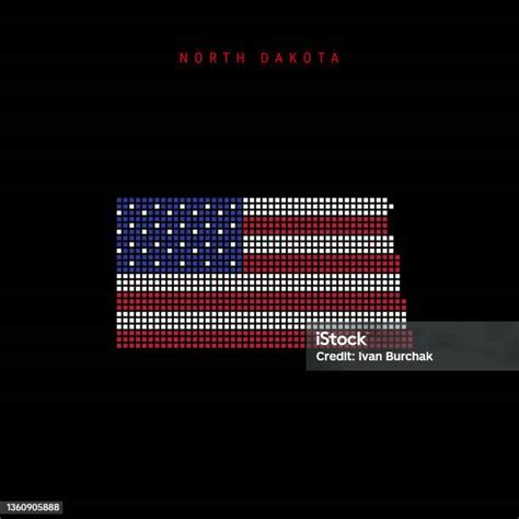 노스 다코타의 사각형 점 패턴지도 미국 국기 색이 있는 점선 픽셀 맵입니다 벡터 일러스트레이션 검은색에 대한 스톡 벡터 아트 및 기타 이미지 Istock