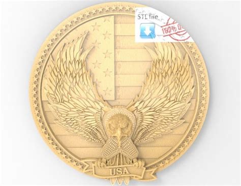 Usa Eagle 3d Stl Model For Cnc Router Relief Artcam Aspire Engraver