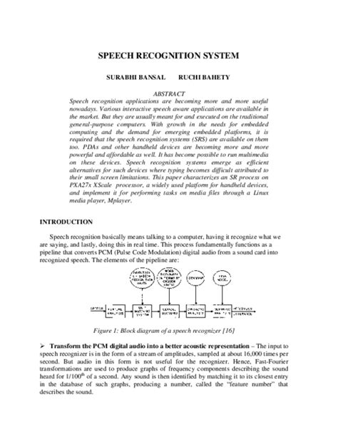 pdf speech recognition system